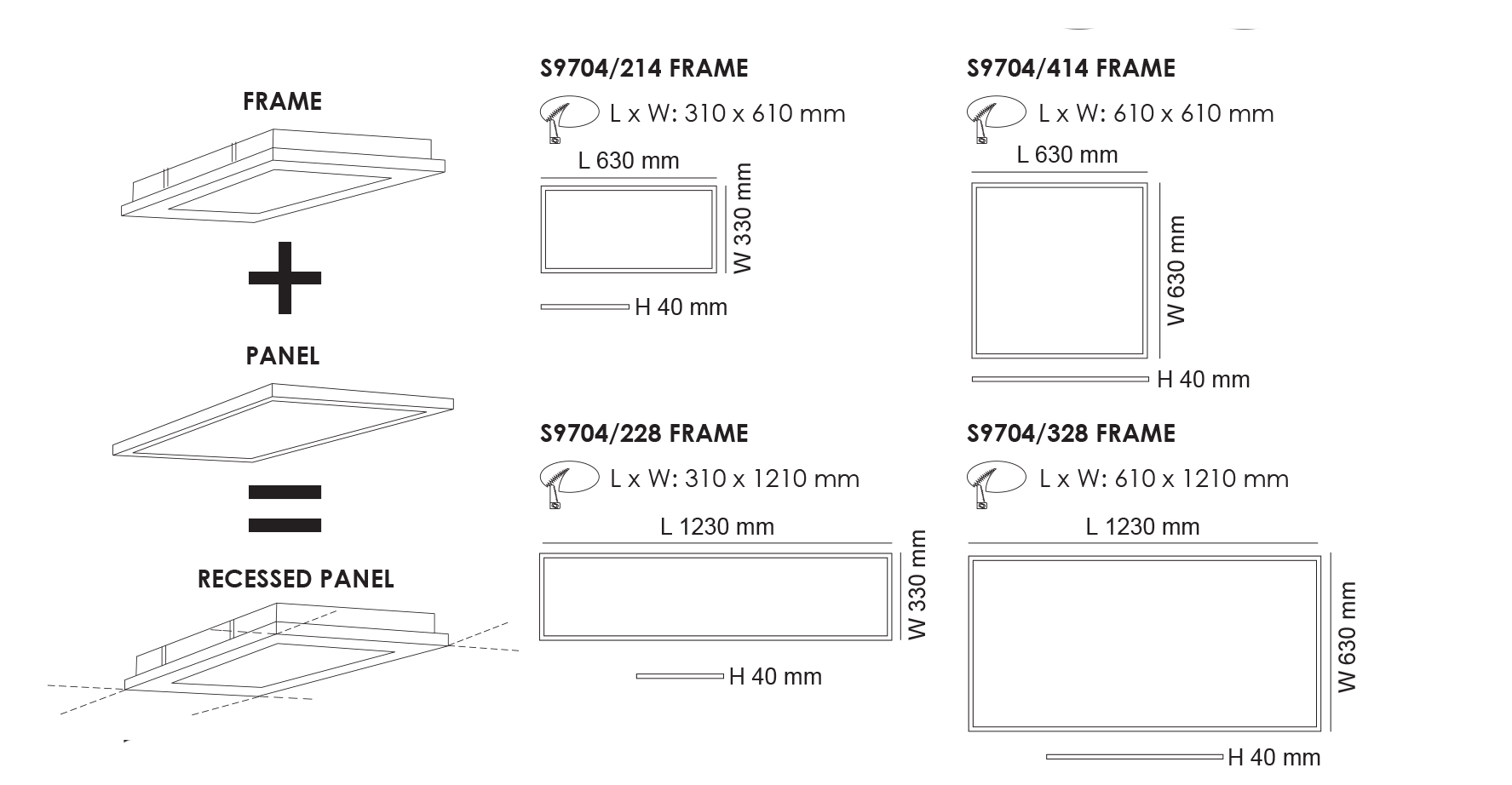 RECESSED CEILING FRAME (metric) - SAL
